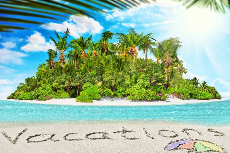 Intera Isola Tropicale All'interno Dell'atollo in Oceano Tropicale ...