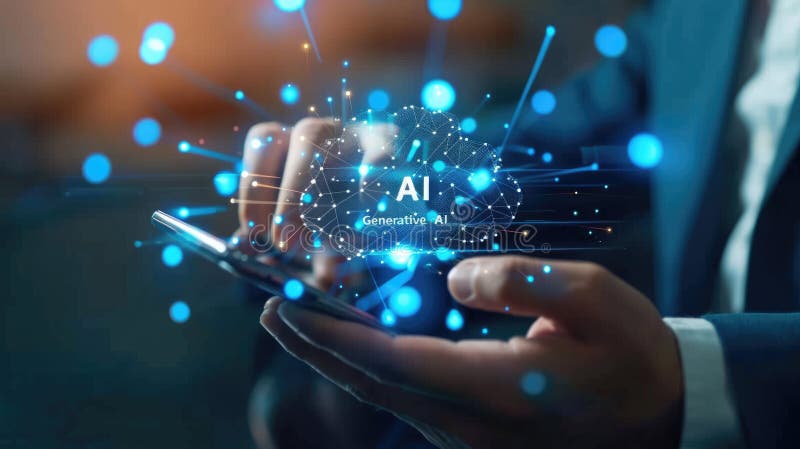 Interact with AI Artificial Intelligence Brain Processor Generative AI LLMs Stock Photo - Image ...