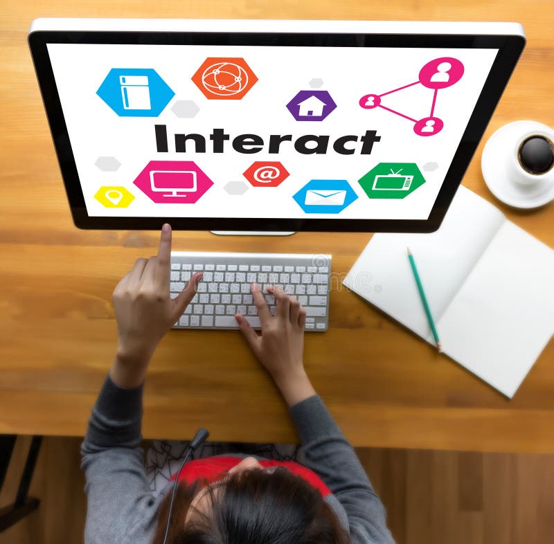 Interact Communicate Businessman Working Connect Social Media Stock ...