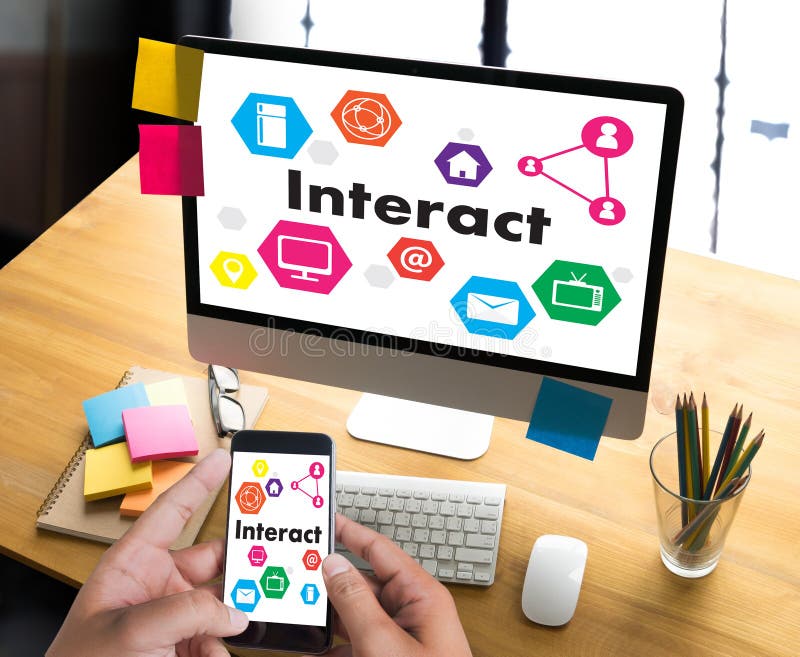 Interact Communicate Businessman Working Connect Social Media so Stock ...