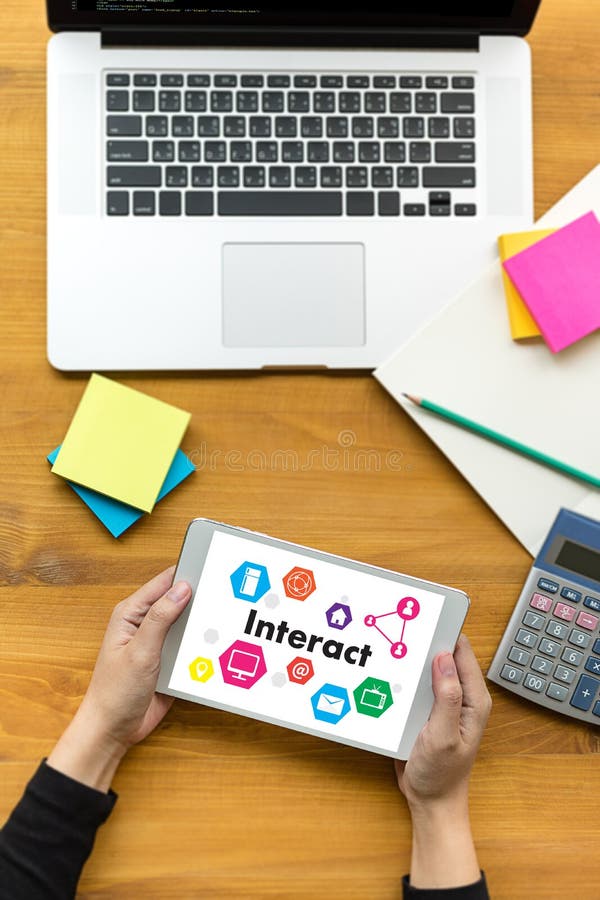 Interact Communicate Businessman Working Connect Social Media so Stock ...