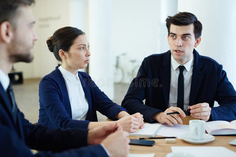 Interacting with Colleagues Stock Image - Image of explaining, employee ...