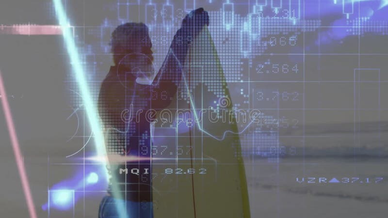 Interacting with Digital Financial Data and Graphs, Person Using ...