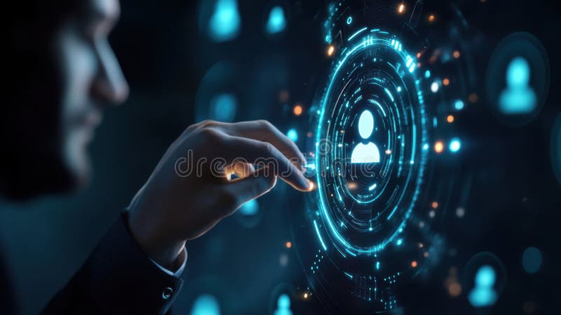 Interacting with a Digital Interface Showcasing User Profiles and ...