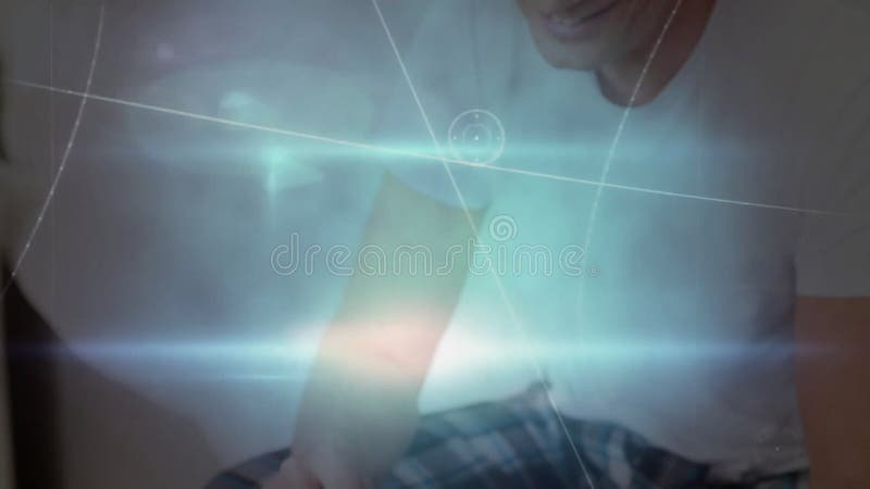 Interacting with Glowing Animation, Person Engaging with Digital ...