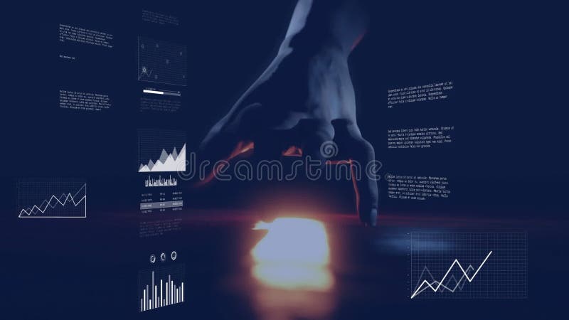 Interacting with Glowing Data Charts, Hand Creating Animation in Dark ...