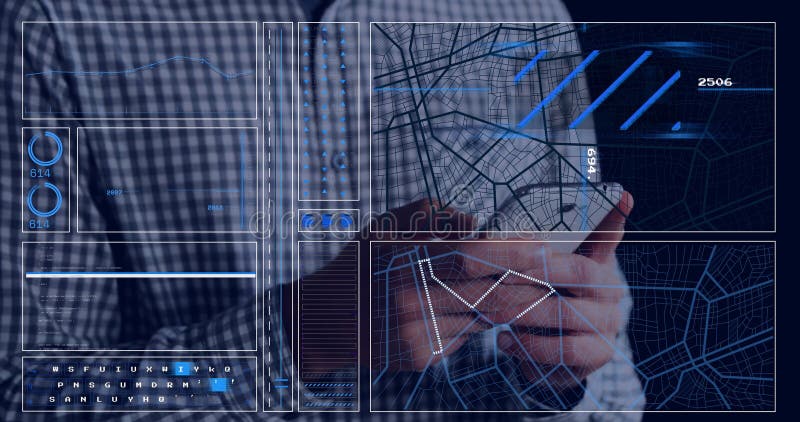 Interacting it Pro Tapping Smartphone at Desk with Map Overlays ...