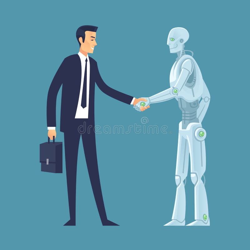 Interaction between AI and Human Intelligence Stock Vector ...