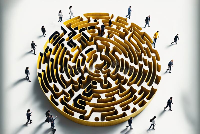 Interaction and Contacts between People in Business. Labyrinth on a ...