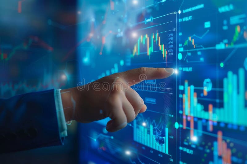 An Interaction between a Fist and a Futuristic Stock Market Graph on a ...