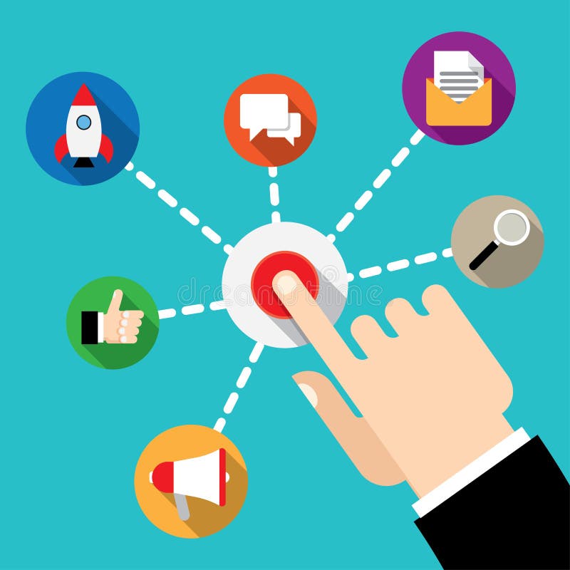 Interaction Flat Design Concept. Stock Vector - Illustration of icon ...