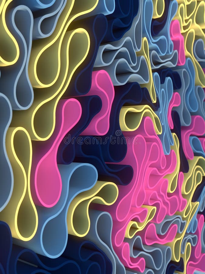 Flexible Elastic Forms Pattern. 3d Rendering Flat Shapes. Digital ...