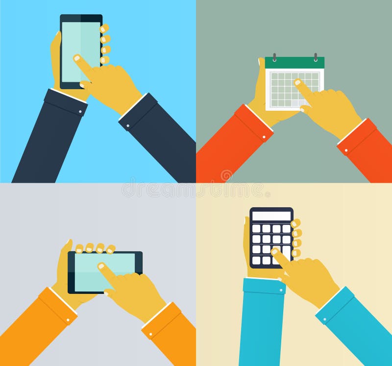 Interaction Hands Using Mobile Apps, Concept Mobile Apps Stock Vector ...