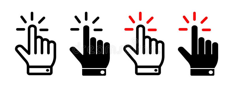 Interaction Icon Set. Touch Screen Digital Click Vector Symbol in a ...