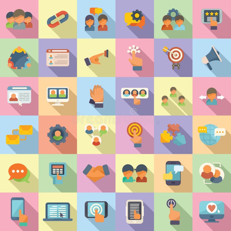 Interaction Icons Set Flat Vector. Test Process Stock Vector ...