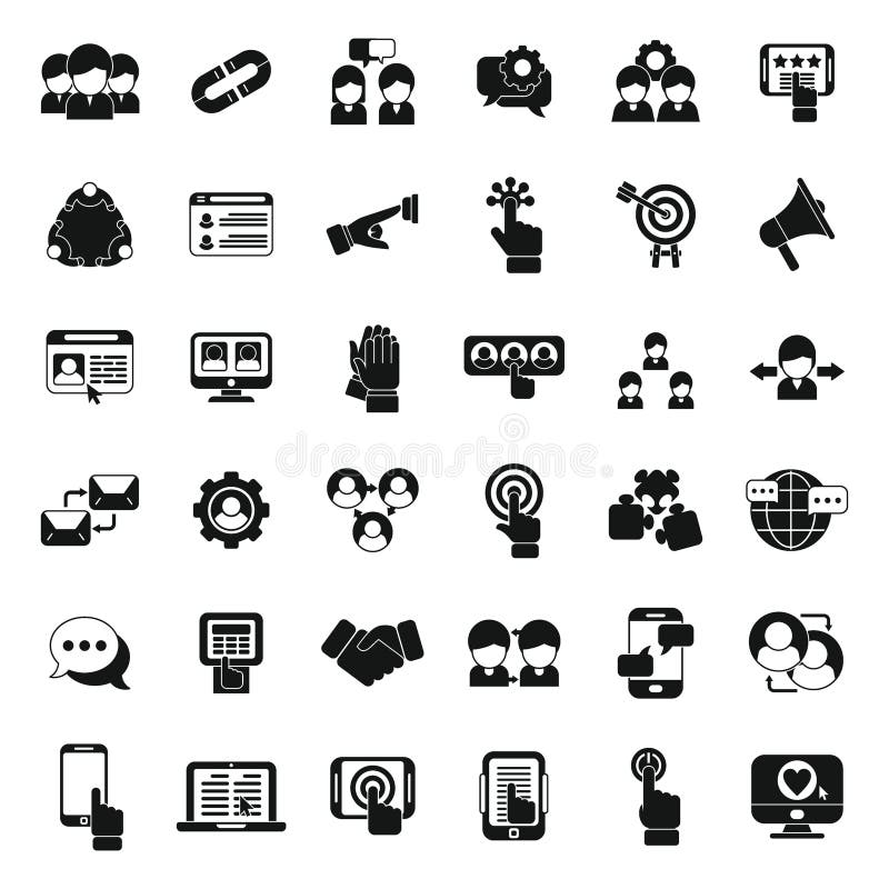 Interaction Icons Set Simple Vector. Test Process Stock Vector ...