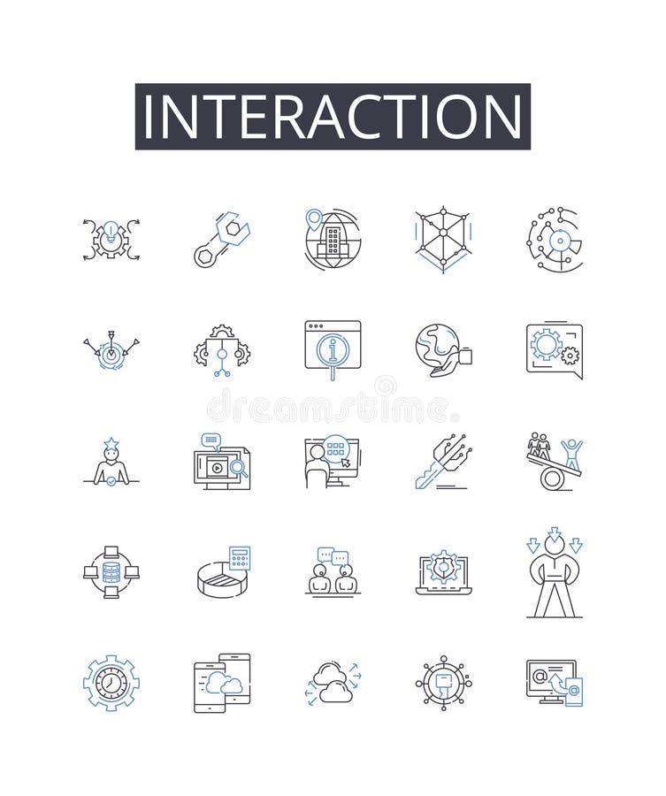 Interaction Line Icons Collection. Communication, Collaboration ... Interaction Line Icons Collection. Communication, Collaboration ...