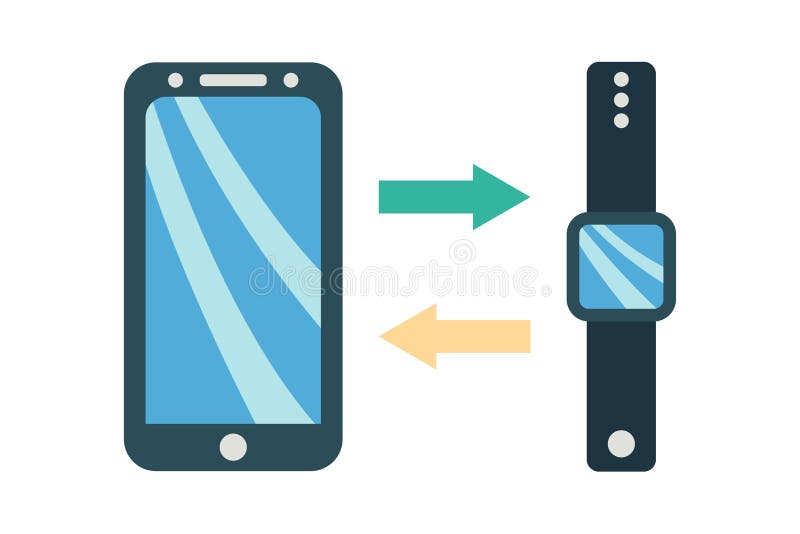 The Interaction of a Mobile Phone and a Smart Watch Stock Vector ...