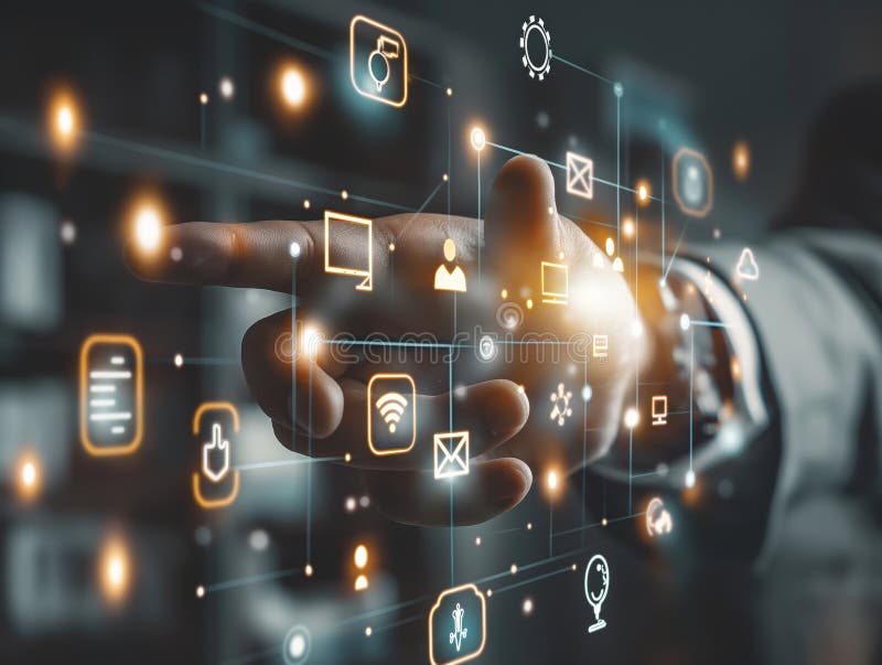 Interaction with Modern Digital Interface Stock Image - Image of finger ...