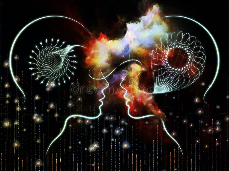 Interaction of Thoughts stock illustration. Illustration of brain ...