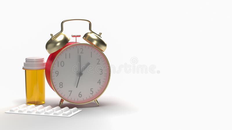 The Pill Pack and Clock for Medical or Health Concept 3d Rendering ...