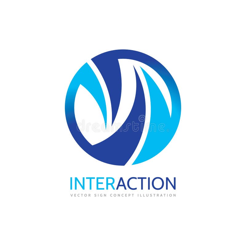Interaction - Vector Logo Template Concept Illustration. Cooperation ...