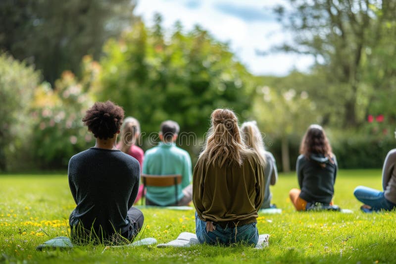Interactive Back View Support Group Session. Generate Ai Stock ...