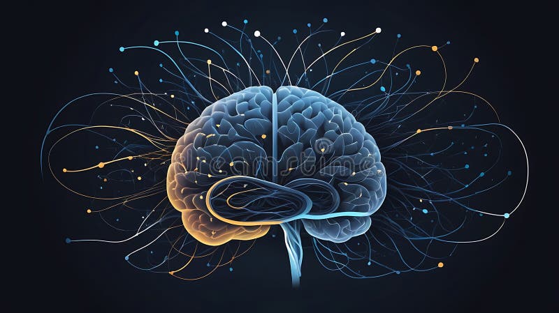 Interactive Brain Neural Network with Active Nodes Generative AI Stock ...