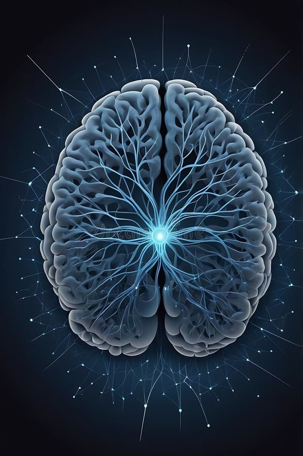 Interactive Brain Neural Network with Active Nodes Generative AI Stock ...