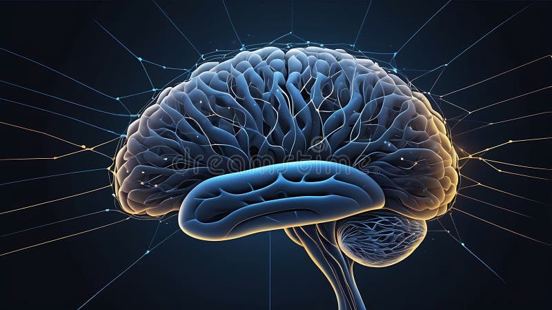 Interactive Brain Neural Network with Active Nodes Generative AI Stock ...