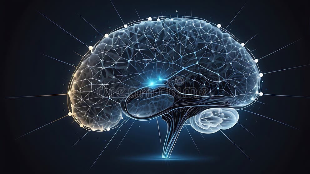 Interactive Brain Neural Network with Active Nodes Generative AI Stock ...