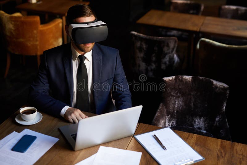 Interactive Business with VR Simulator Stock Image - Image of laptop ...