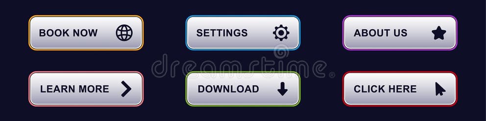 Interactive Button Set with Diverse Icons for Various Functions and User-friendly Navigation ...