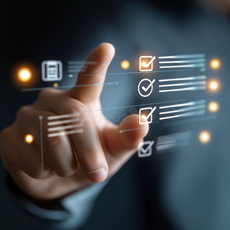 Interactive Checklist Being Selected with Digital Display Interface ...
