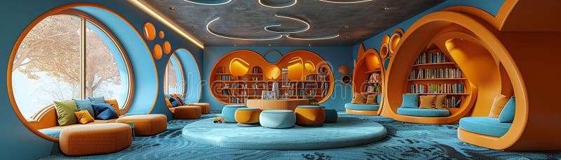 Interactive Childrens Library with Themed Reading Nooks and Educational ...