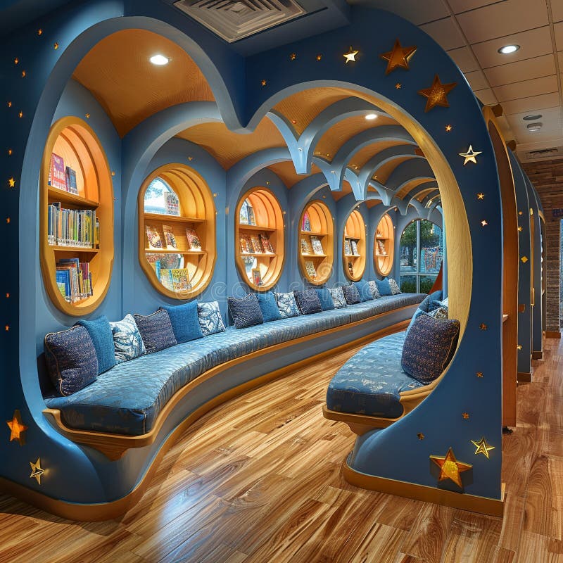 Interactive Childrens Library with Themed Reading Nooks and Educational ...