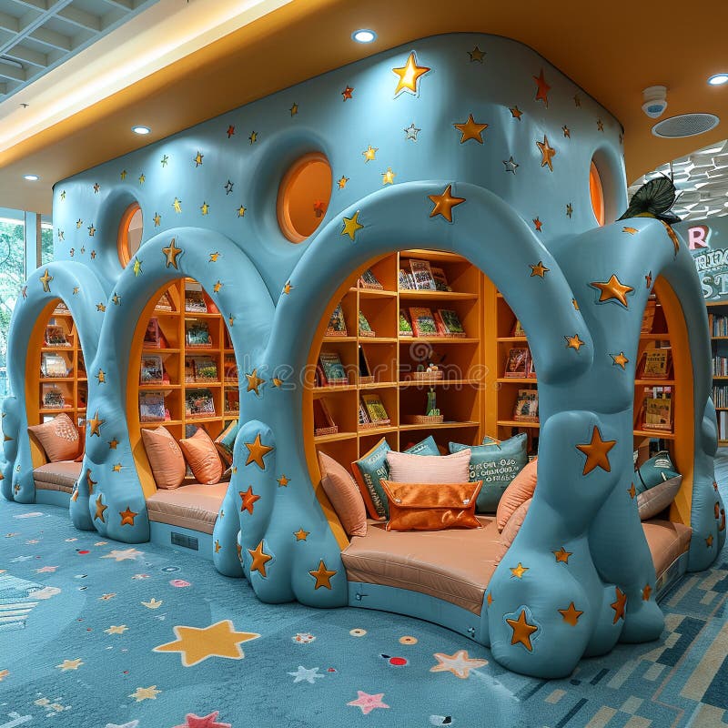 Interactive Childrens Library with Themed Reading Nooks and Educational ...