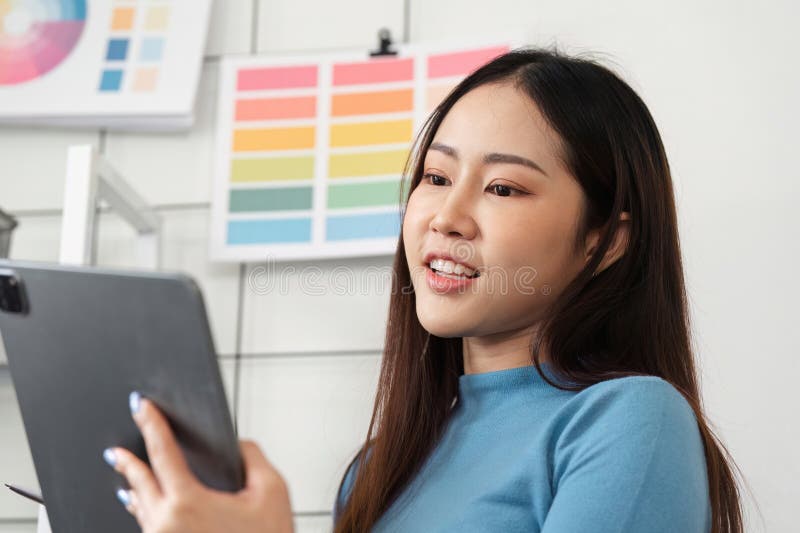 Interactive Color Application. a Designer Engaging with Digital Tools ...