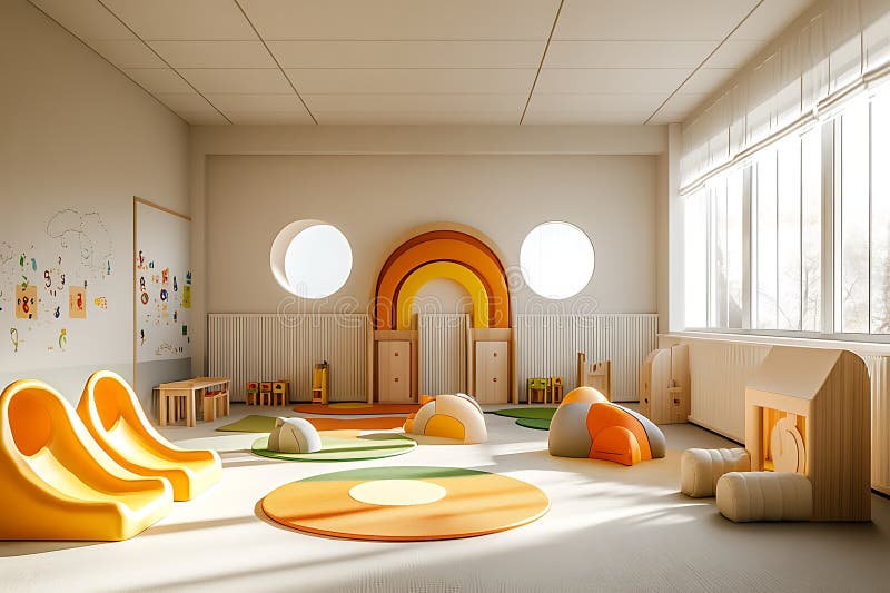 Interactive and Colorful Children S School Playroom Stock Illustration ...