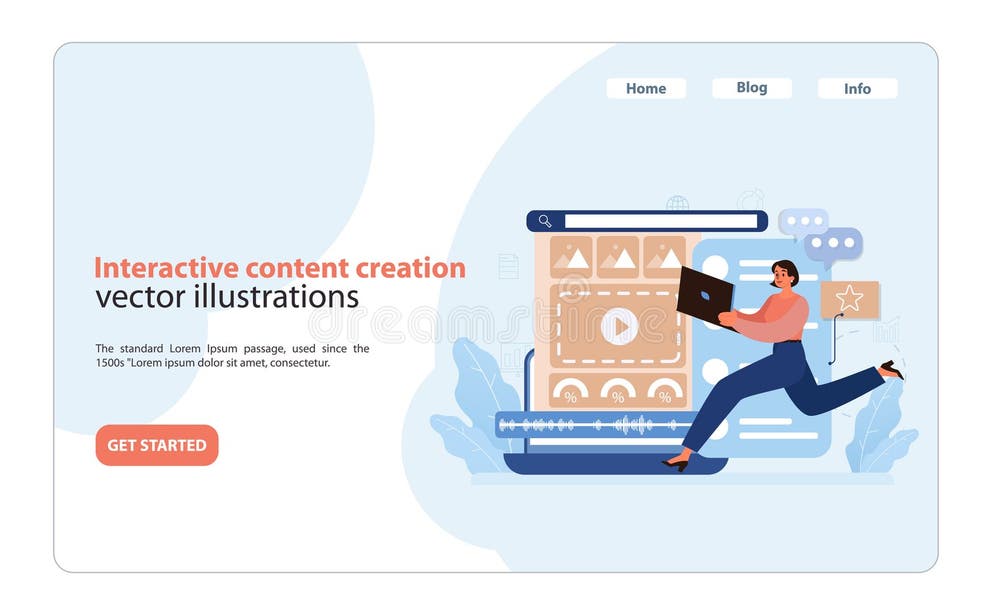 Interactive Content Creation. Dynamic Illustration of a Content Creator ...