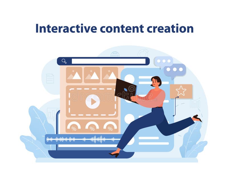 Interactive Content Creation. Dynamic Illustration of a Content Creator ...