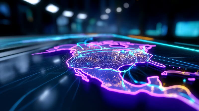 Interactive Control Center Featuring a Vibrant Map of North America ...