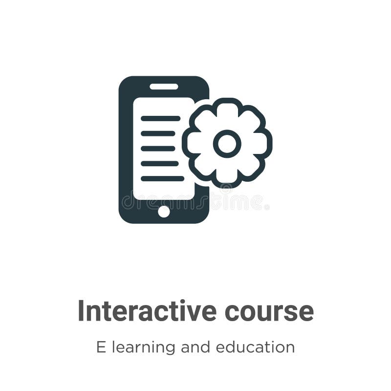 Interactive Course Vector Icon on White Background. Flat Vector ...
