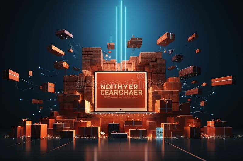 Interactive Cyber Monday Banner with Animated Stock Illustration ...