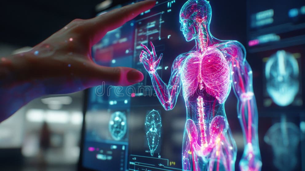 Interactive 3D Human Body Hologram Medical Visualization Stock ...
