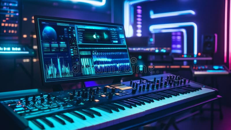 Interactive 3D Music Studio with Holograms and Modern Technology Stock ...