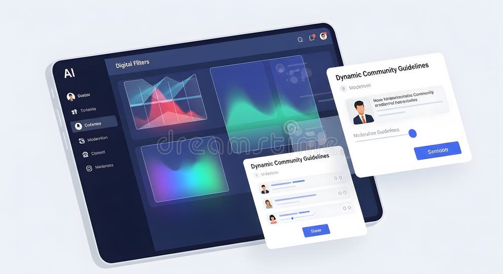 Interactive Dashboard Interface with Charts and Community Guidelines on ...