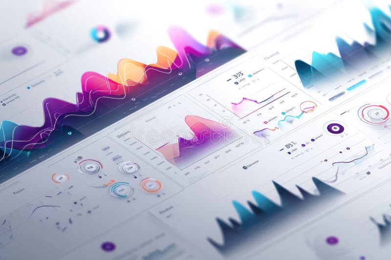 Futuristic Dashboard Showcasing Clean Interface with Vibrant Charts and Soft Blur Effect for ...