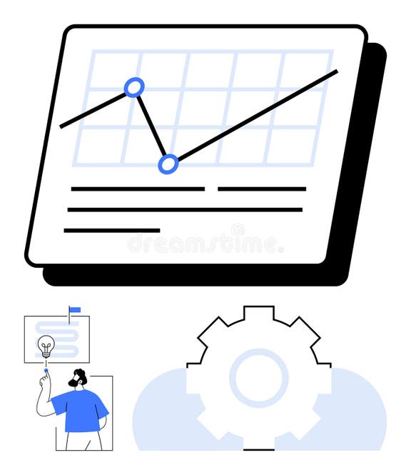 Interactive Data Analysis with Chart, Gear, and Problem Solving Icon Stock Illustration ...