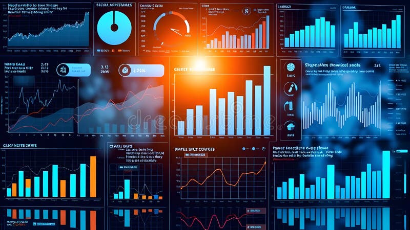 Interactive Data Dashboard Displaying Business Analytics and Financial Metrics Stock Photo ...